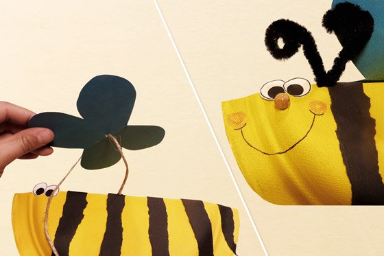 Biene basteln mit Papptellern