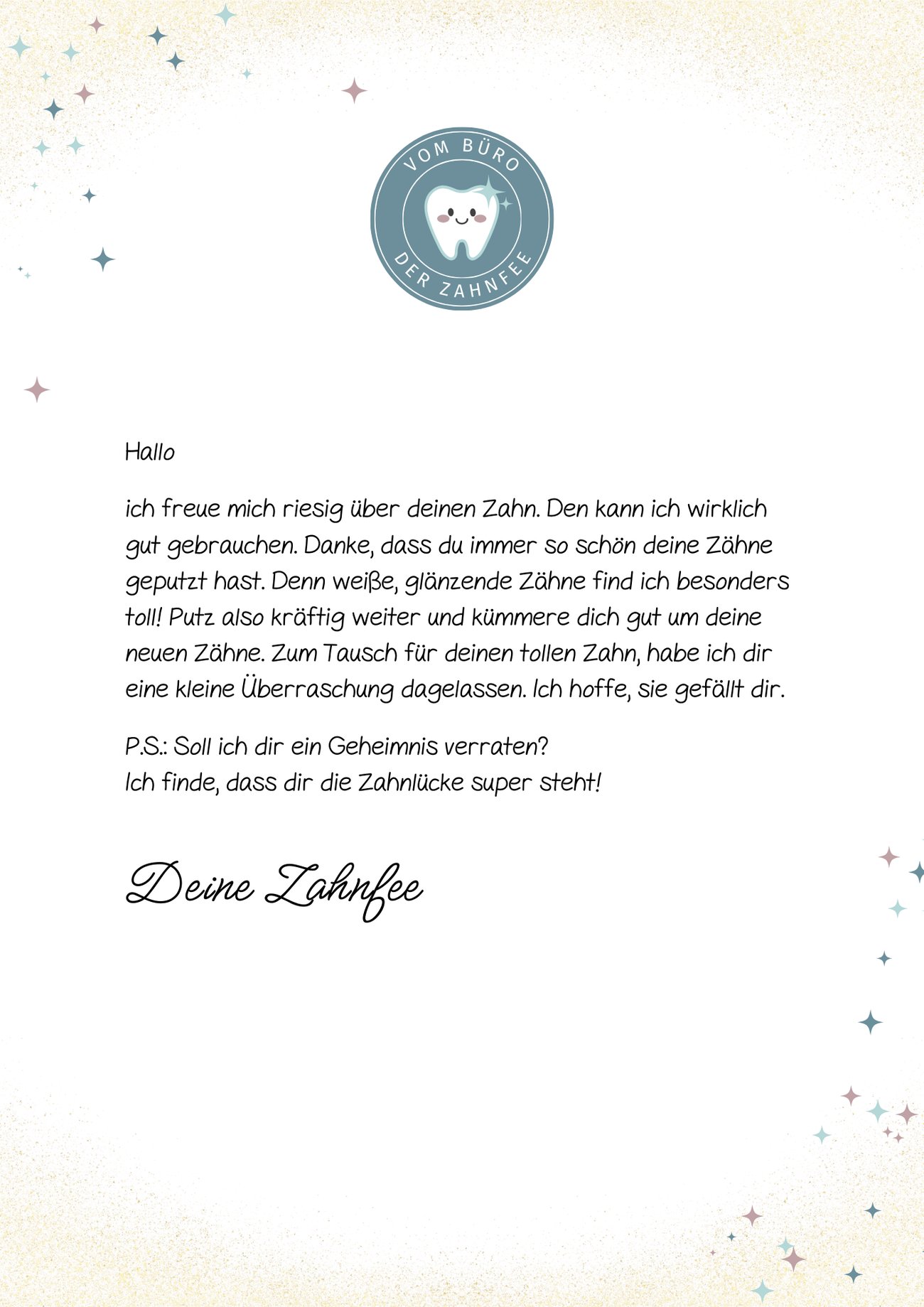 Zahnfee-Brief: Macht eure Wackelzahnkinder happy